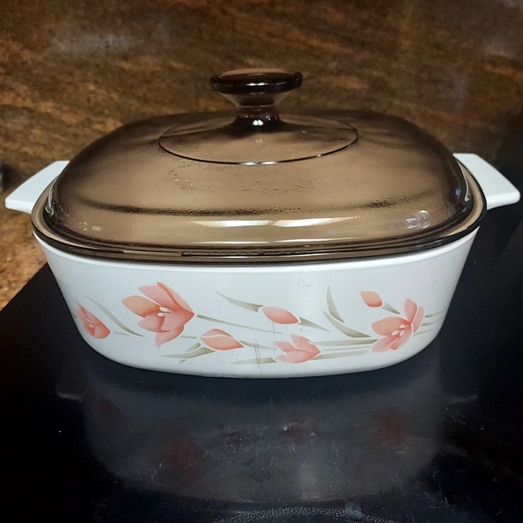 Corningware | Kitchen | Corningware Peach Floral A2b 2 Liter Casserole ...